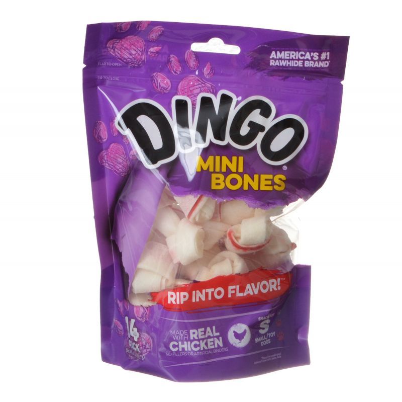 Dingo Meat in the Middle Rawhide Chew Bones, Mini - 2.5" (14 Pack ...